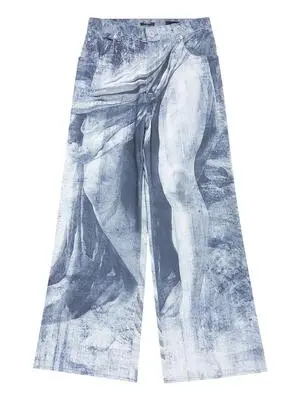 Balmain Statue Printed Denim Pants - Blue