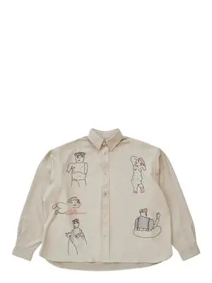 GLASS CYPRESS Oversized Figure Shirt - Tan