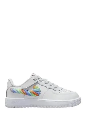 Nike Force 1 Low Lv8 Easyon Ps Sneakers With Rainbow Lace Swoosh - White