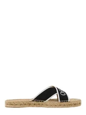 Off-White Criss-cross Espadrille Sliders - Black