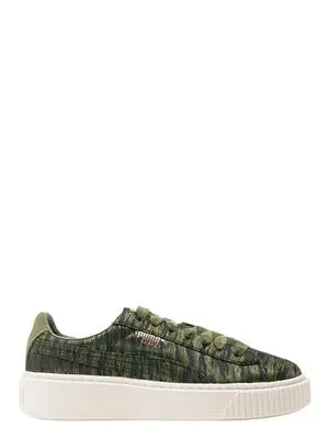 PUMA Basket Platform Velvet Rope Sneakers - Green