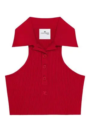 COURREGES Scuba Rib Knit Top - Red