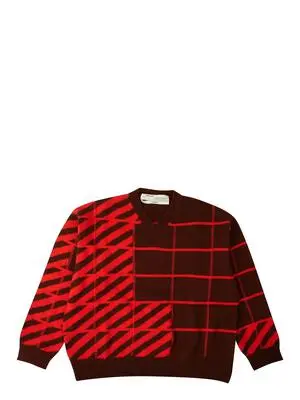 Off-White Wool Diag Panel Sweater - Red