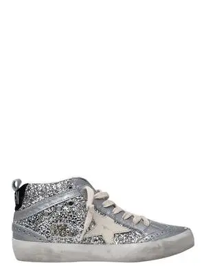 GOLDEN GOOSE Mid Star Glitter Sneakers - Silver