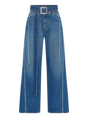 Jean Paul Gaultier Belted Denim Jeans - Blue
