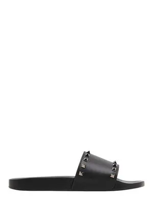 Valentino Garavani Rockstud Rubber Slider Sandal - Black