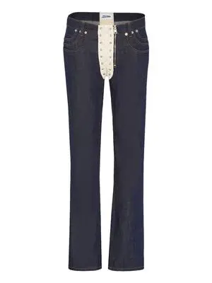 Jean Paul Gaultier Contrasting Lace-up Denim Jeans - Blue