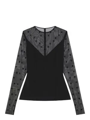 Givenchy 4g Tulle Long-sleeve Top - Black