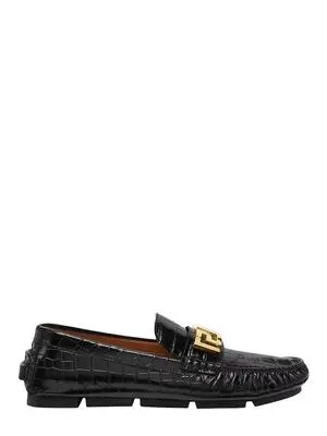 Versace Greca Croc-effect Loafer - Black