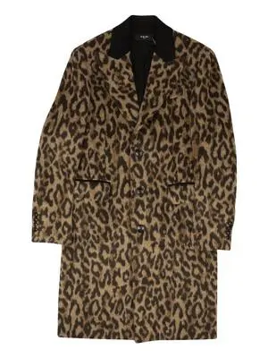 Amiri Leopard Print Single-breasted Coat - Brown