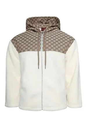 Gucci Intarsia Wool Fleece Zip Jacket - White