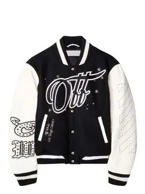 Off-White Embroidered Varsity Jacket - Black