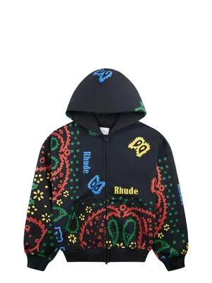 Rhude Bandana Print Full-zip Hoodie - Black