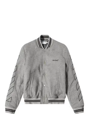 Off-White Diagonal Outline Wool Varsity Jacket - Grey