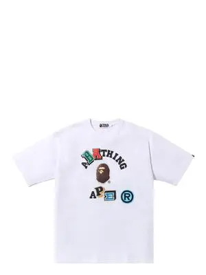 A BATHING APE Multi Fonts Relaxed Fit College Heavy Weight Tee - White