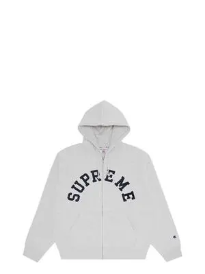 Supreme X Champion Zip-up Hooded Sweatshirt - Grey