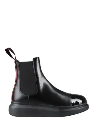 Alexander McQueen Hybrid Chelsea Boot With Patent Toe - Black