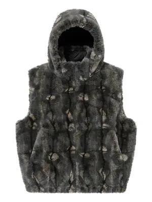 Supreme Faux Fur Hooded Vest - Black
