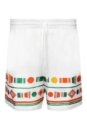 Casablanca Printed Silk Shorts - White