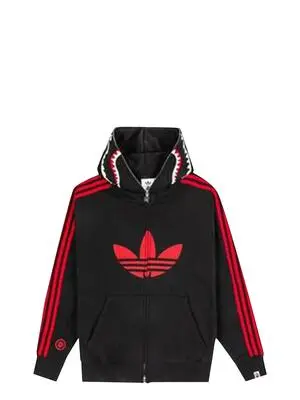 A BATHING APE X Adidas Shark Fleece Full Zip Hoodie - Black