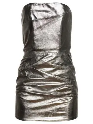 Attico Mini Mirror Leather Dress - Silver