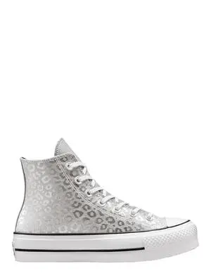CONVERSE Chuck Taylor All Star Platform High Glitter Leopard Sneakers - Silver