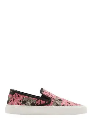 Saint Laurent Venice Radio Print Slip-ons - Pink