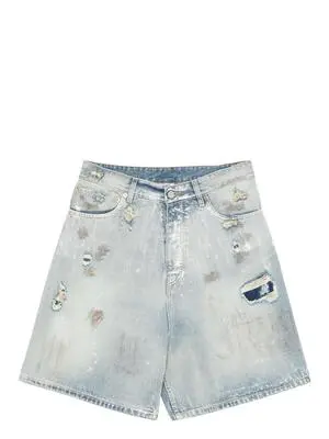 Vetements Trashed Denim Shorts - Blue
