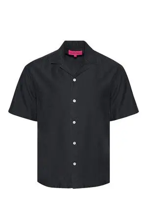THE ELDER STATESMAN Jacquard Silk Camp Shirt - Black