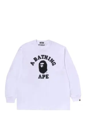 A BATHING APE College Relaxed Fit Long-sleeve Tee - White