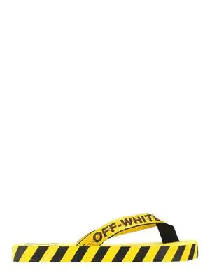 Off-White Graphic Print Flip Flops - Yellow