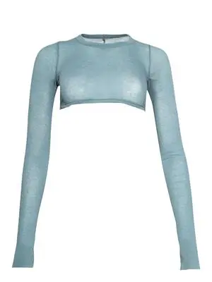 Rick Owens Long-sleeve Crop T-shirt - Blue