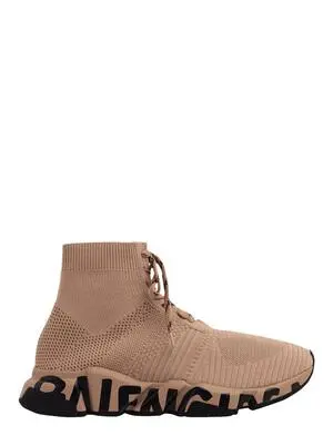 Balenciaga Speed Lace Up Trainer With Midsole Graffiti Brown