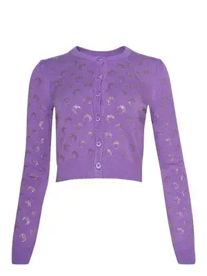MARINE SERRE Moon Strass Knit Fitted Cardigan - Purple