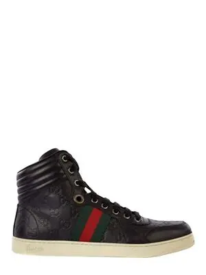 Gucci Guccissima Web Leather High-top Sneaker - Black