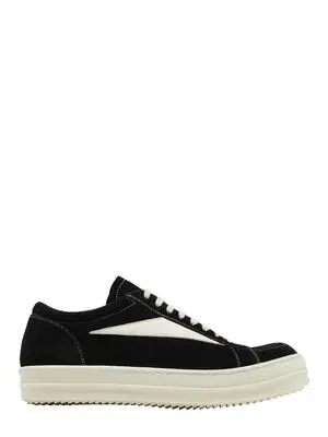 Rick Owens Edfu Suede Leather Vintage Low Sneakers - Black