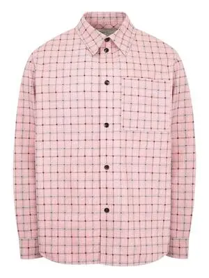 Bottega Veneta Check Print Leather Shirt - Pink