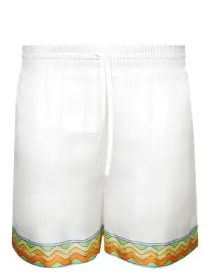 Casablanca Printed Silk Shorts - White