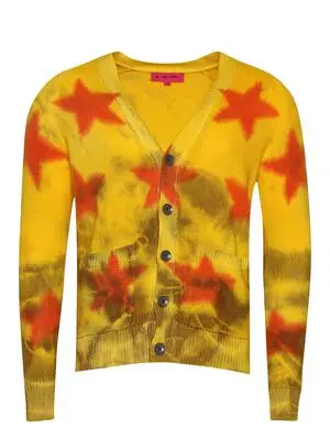 THE ELDER STATESMAN Star Sprayed Cardigan - Yellow