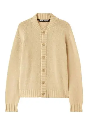 Palm Angels Curved Logo Cardigan - Tan
