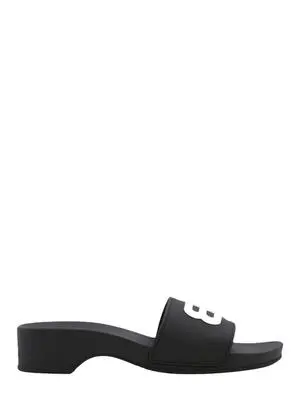 Balenciaga Pool Bb Wedge Slide Sandal - Black
