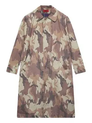 424 Reversible Camouflage Print Trench Coat
