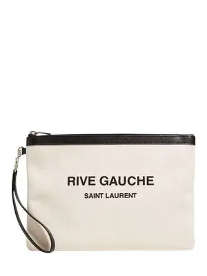 Saint Laurent Rive Gauche Zipped Pouch - Cream