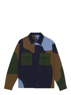 BRAIN DEAD Patchwork Military Field Shacket - Blue