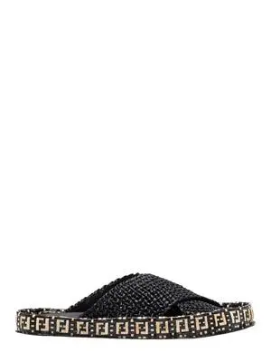 Fendi Raffia Slides - Black