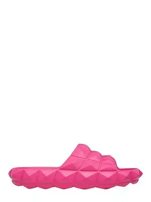 Valentino Garavani Rubber Roman Stud Turtle Slider - Pink