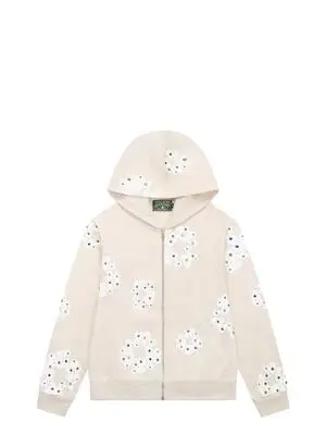 DENIM TEARS Rhinestone Wreath Zip Hoodie - Cream