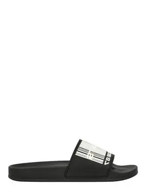 Vetements Logo Pool Slides - Black