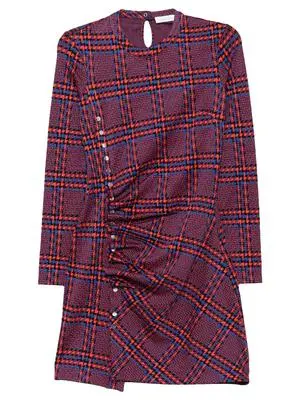 Rabanne Plaid Long-sleeve Dress - Red