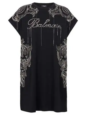 Balmain Sleeveless Embroidered Short Dress - Black